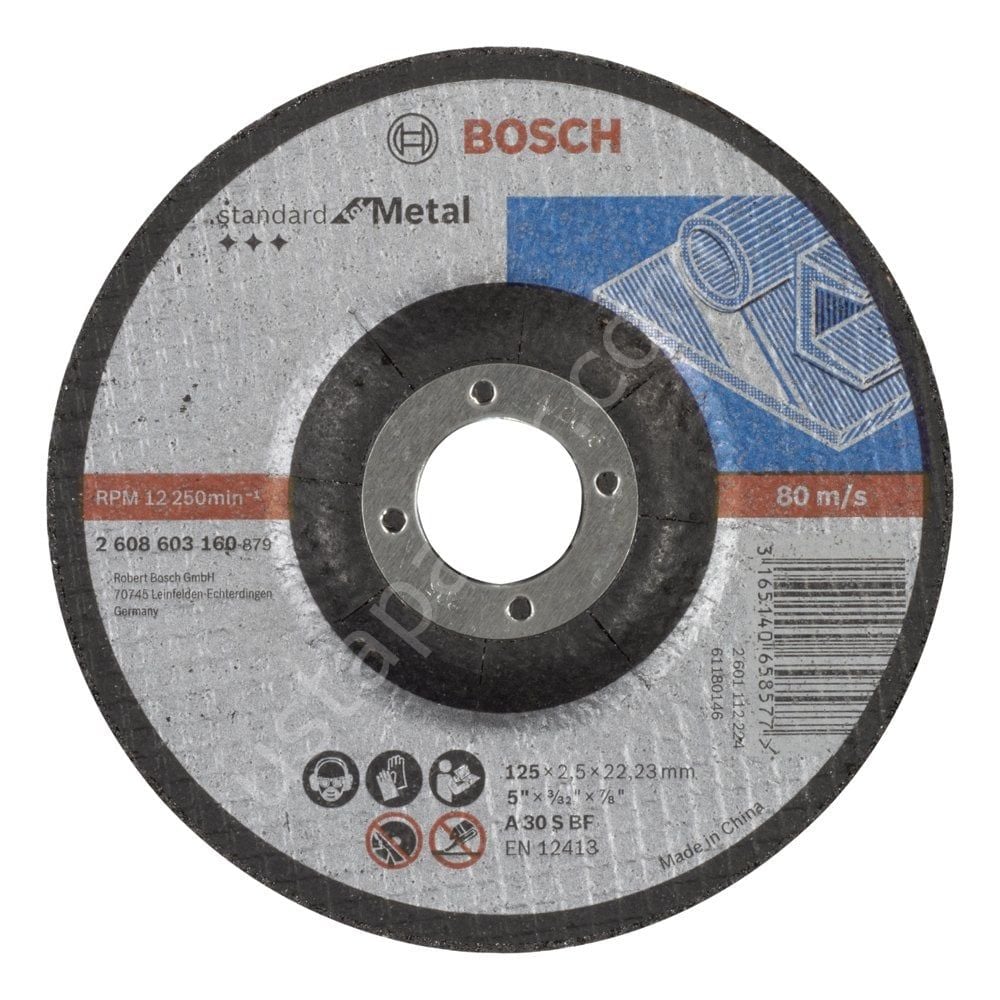 Bosch - 125*2,5 mm Standard Seri Bombeli Metal Kesme Diski (Taş) - FİVİTAN